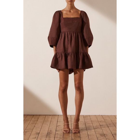Shona Joy | Dresses | New Shona Joy Marlene Linen Open Back Mini Dress ...
